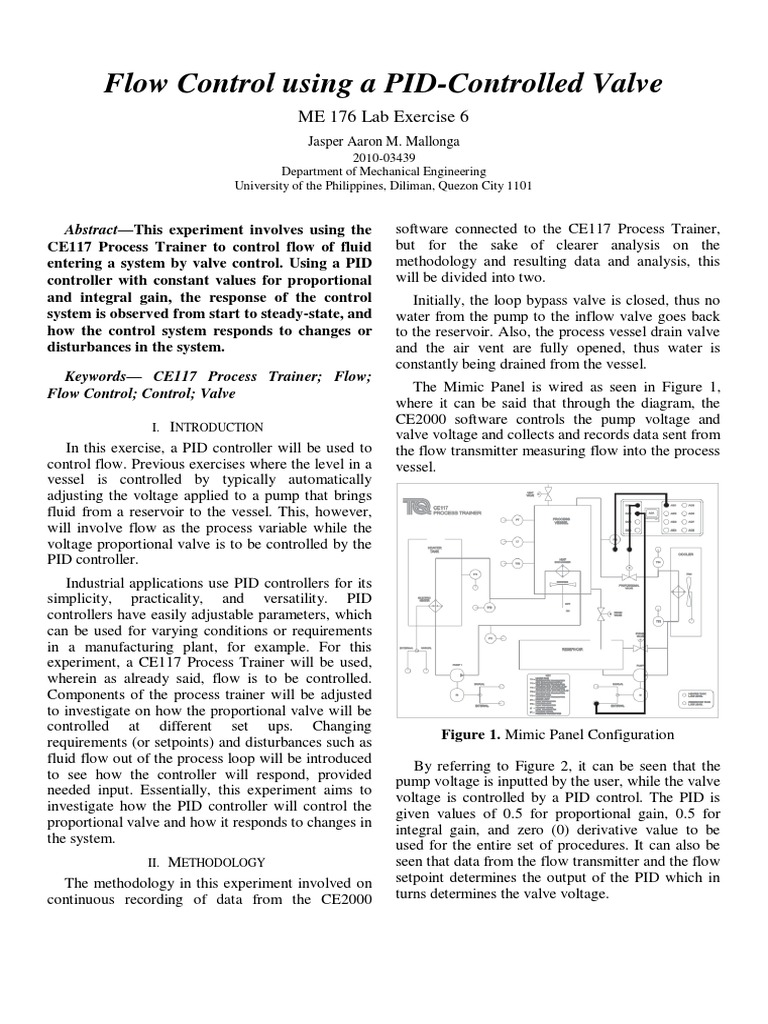 Flow Control Using A PID-Controlled Valve | PDF | Control Theory | Control System
