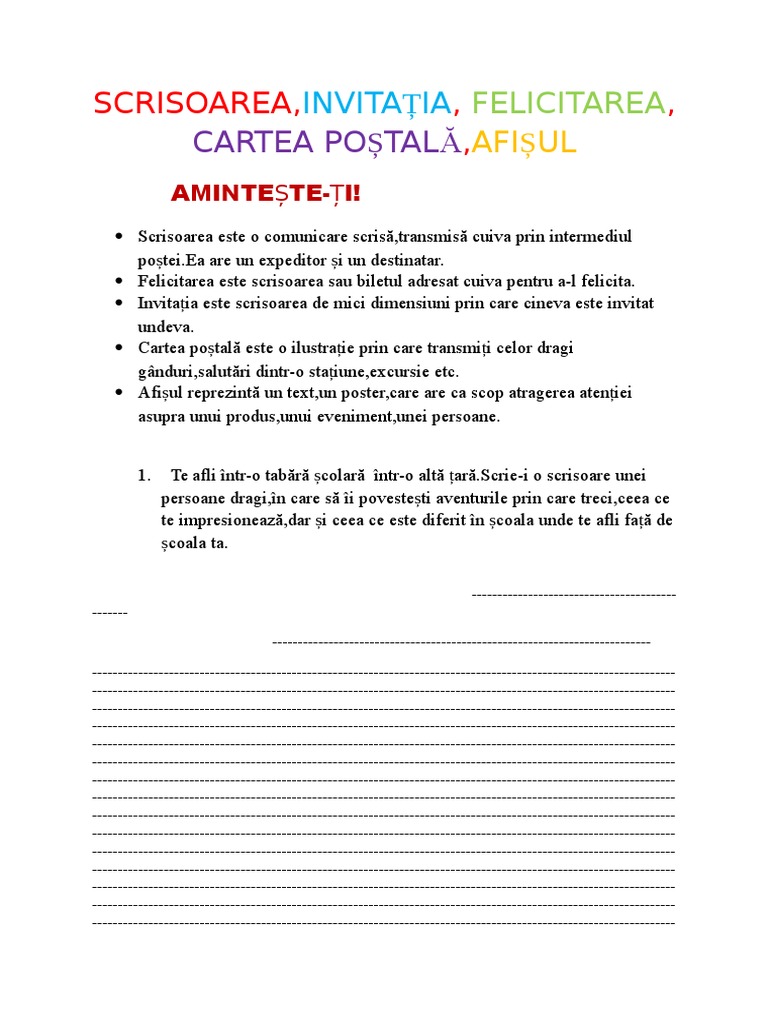 Scrisoarea invitatia Felicitarea Cartea Postala afisul