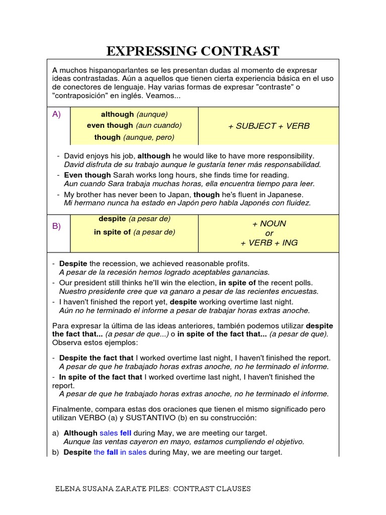 Expressing Contrast PDF | PDF | Tipología Lingüística | Relaciones ...