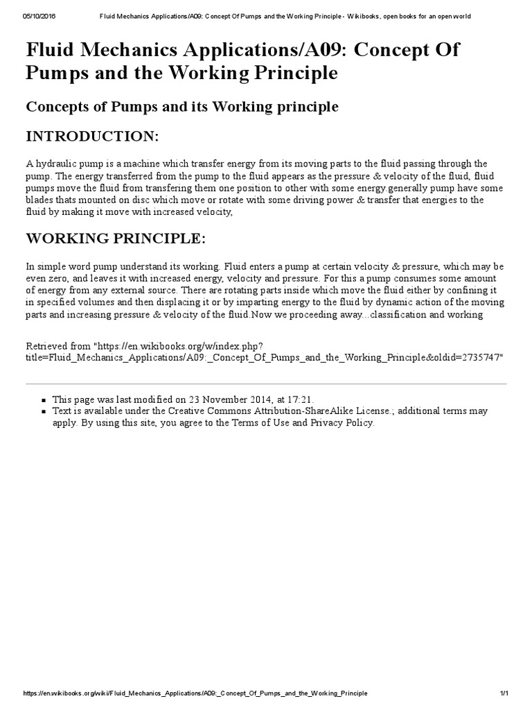 Fluid Mechanics Applications - A09 - Concept of Pumps and The Working ...