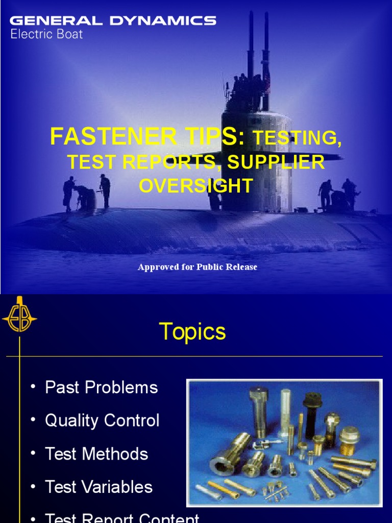 Fastener Tips:: Testing, Test Reports, Supplier Oversight | PDF ...