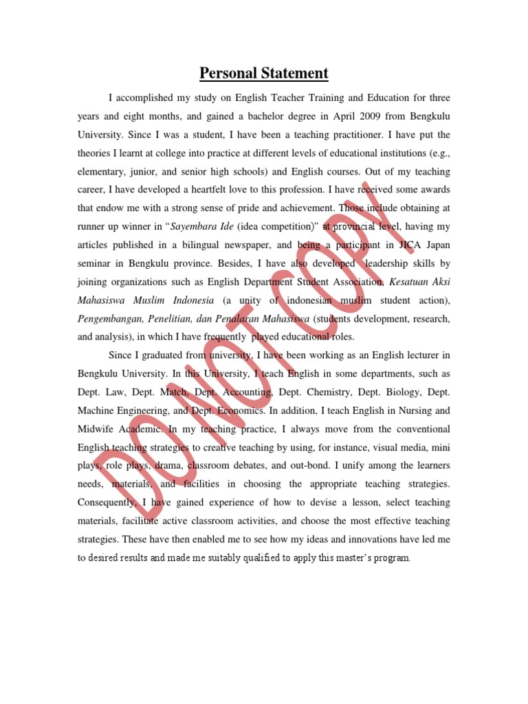 Personal Statement s2 | PDF | Sharing | Learning