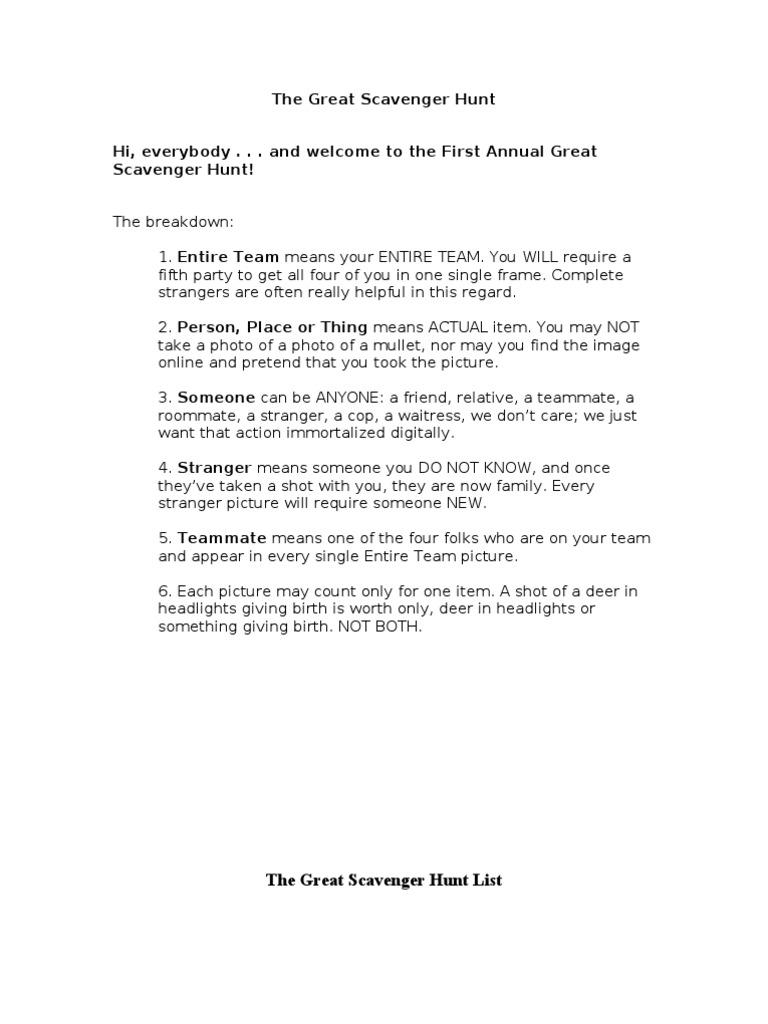 The Great Scavenger Hunt | PDF | Leisure | Nature