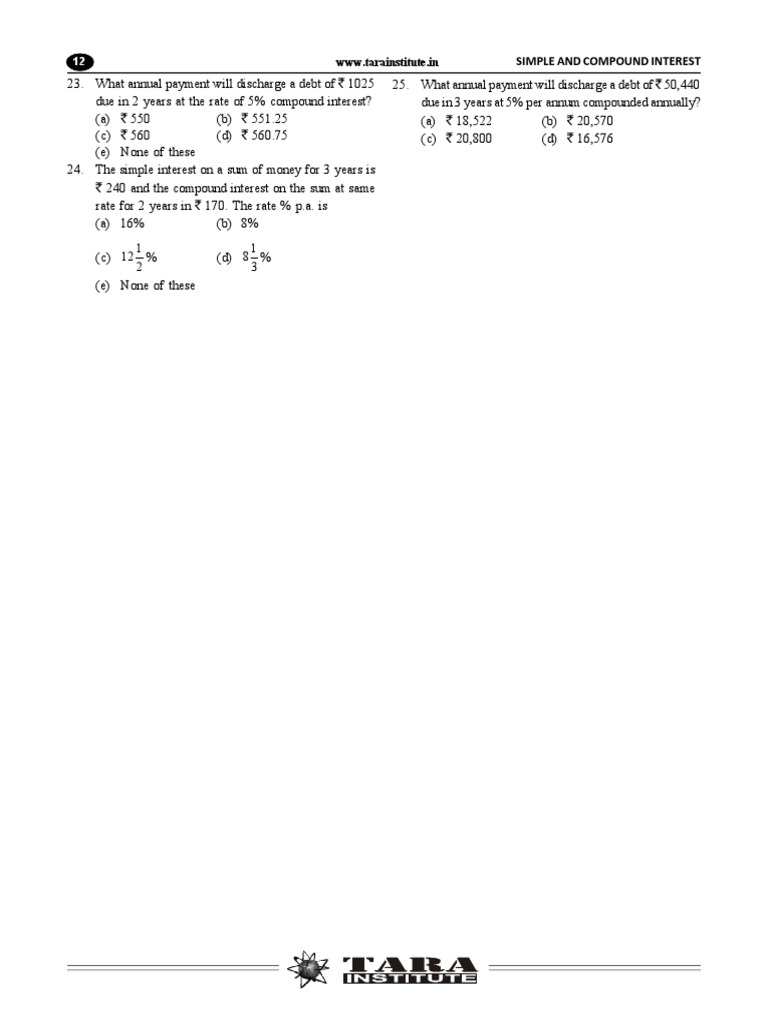 Simple & Compound Interest Quiz | PDF | Compound Interest | Interest