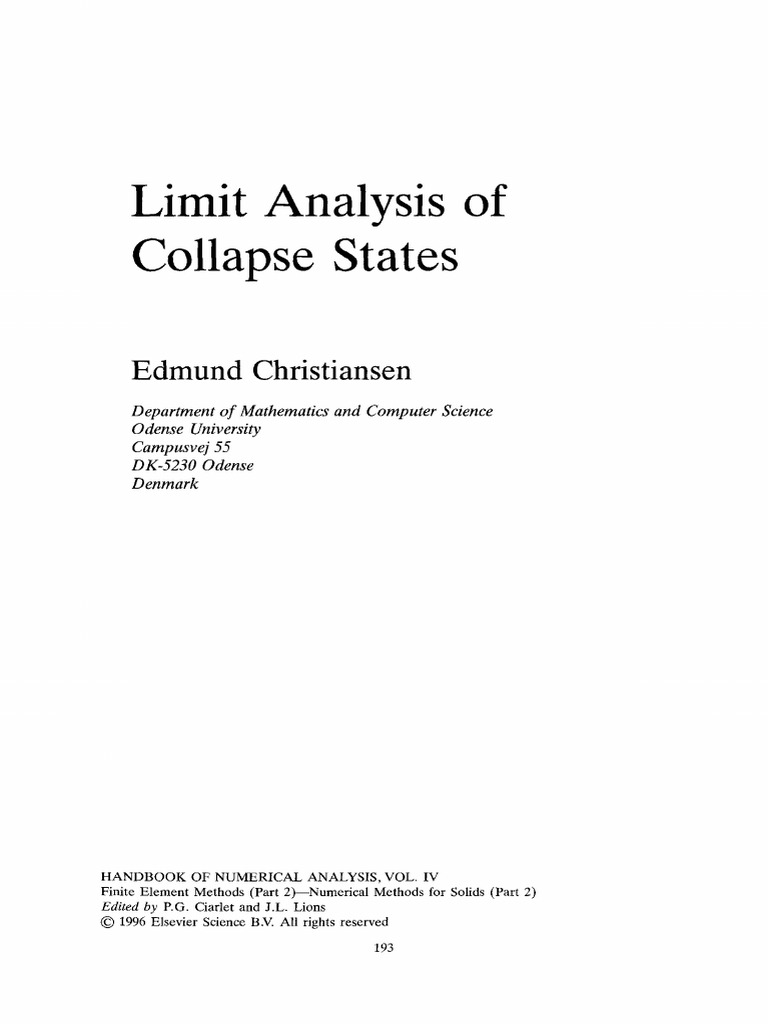 Limit Analysis of Collapse States | PDF | Stress (Mechanics) | Finite ...