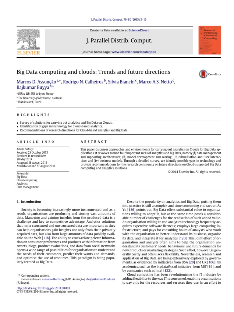 Clouds and Big Data Computing | Download Free PDF | Apache Hadoop | Cloud Computing