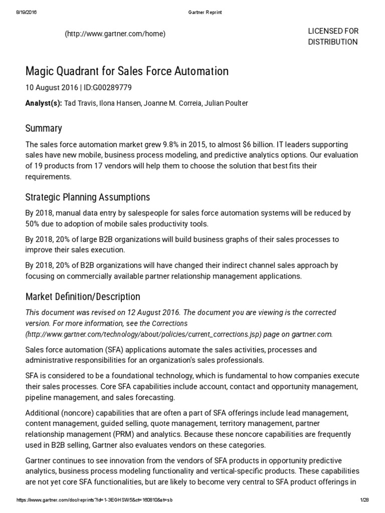 Gartner BPM Report | PDF | Salesforce.Com | Customer Relationship ...