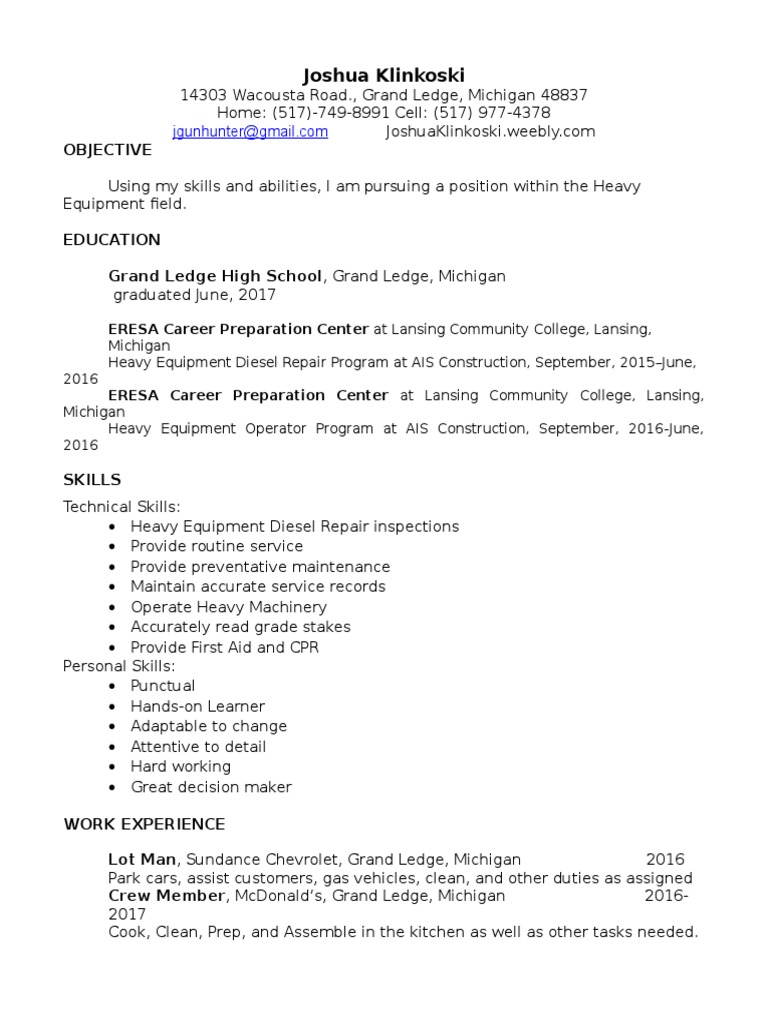 Josh Resume | PDF | Vehicles