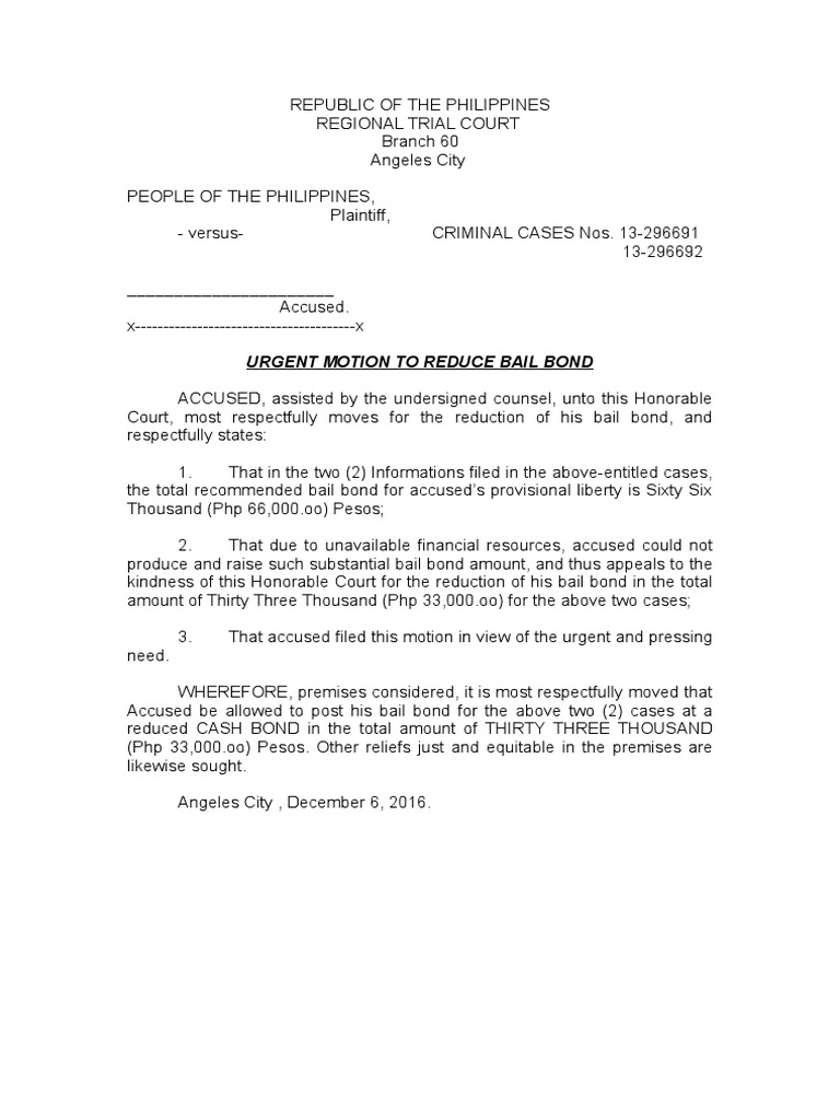 Bond Reduction | PDF | Bail | Judiciaries