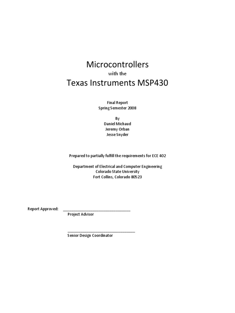 Microcontrollers Texas Instruments MSP430: With The | PDF | Instruction Set | Microcontroller