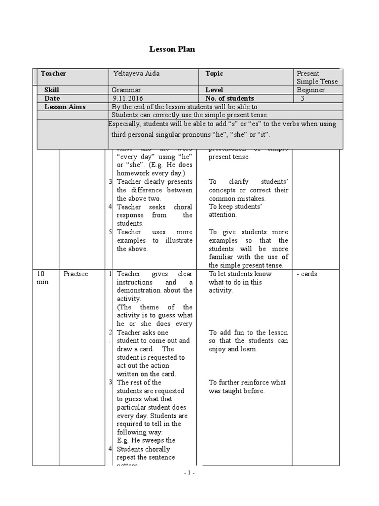 Present Simple | PDF | Lesson Plan | Syntax