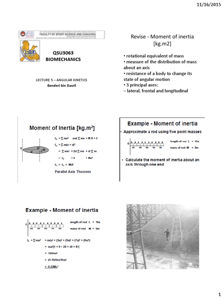 20151123131113lecture 10 - Angular Kinetics | PDF | Rotation Around A Fixed Axis | Force