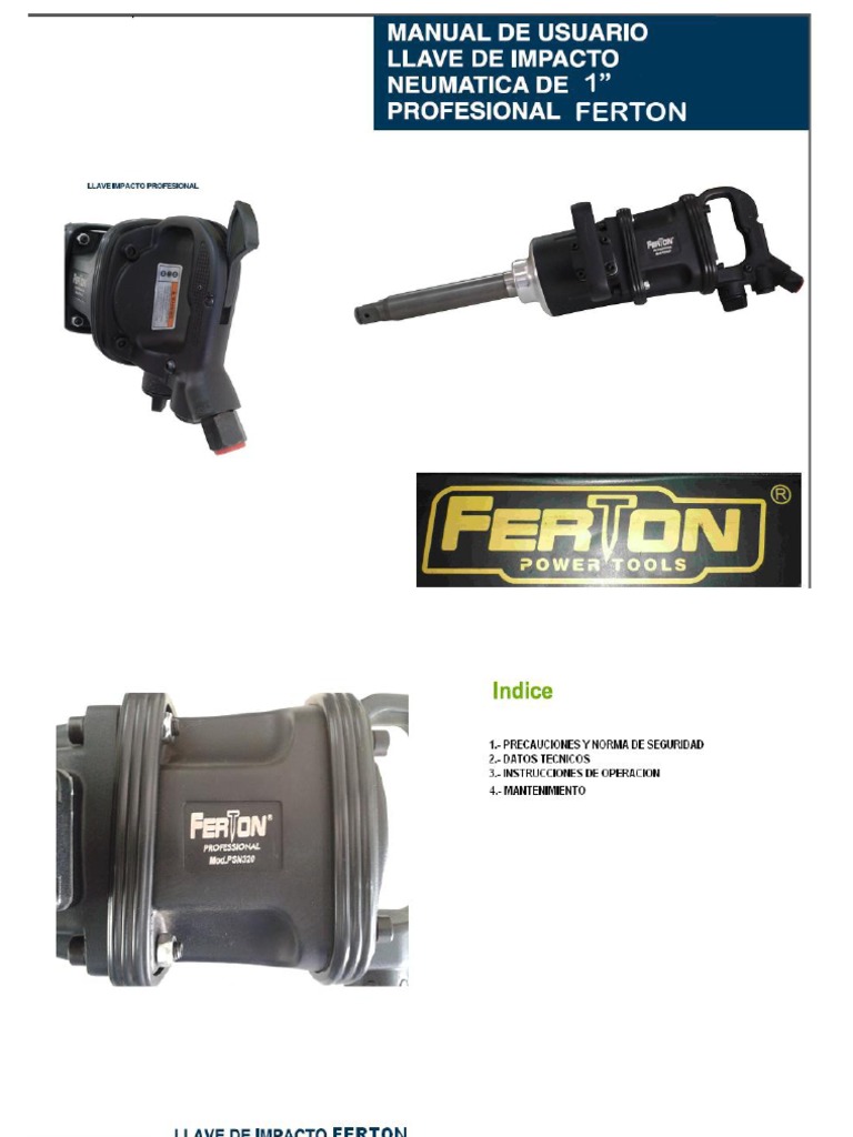 Manual de uso Pistola de impacto Ferton 1" PSN 320
