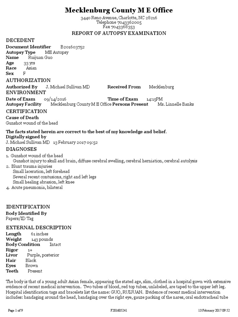 Autopsy Report | Skull | Lung