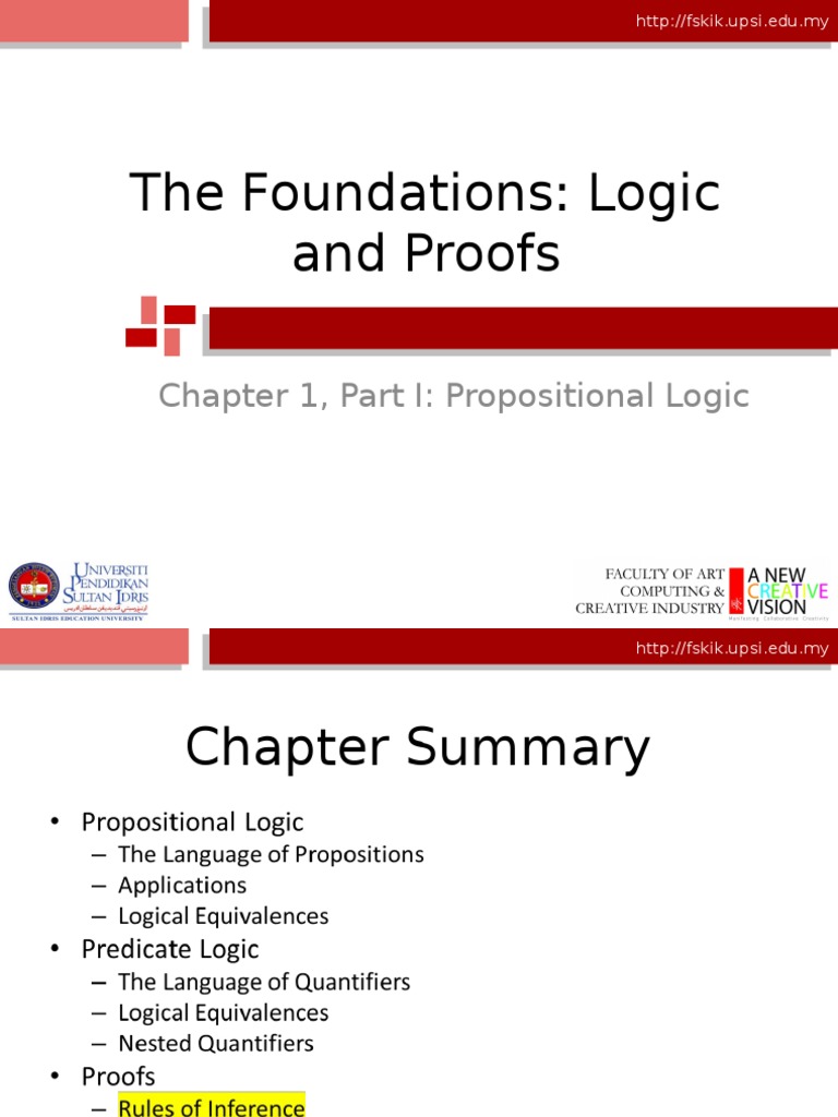 The Foundations: Logic and Proofs: Chapter 1, Part I: Propositional Logic | PDF | If And Only If ...