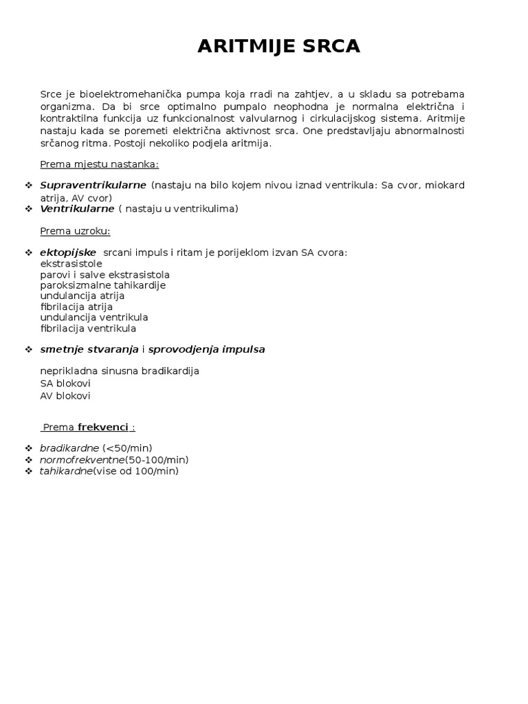 ARITMIJE SRCA Uredjenje | PDF