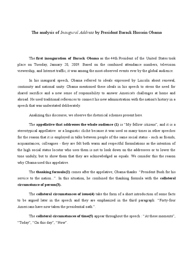 Obama’s 2009 Inaugural Address Analysis | PDF | Barack Obama | Science