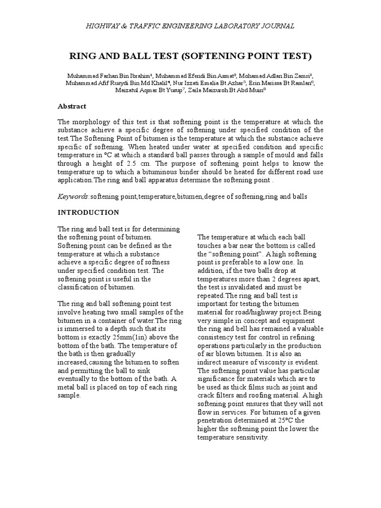 Ring and Ball Test | Download Free PDF | Asphalt | Temperature