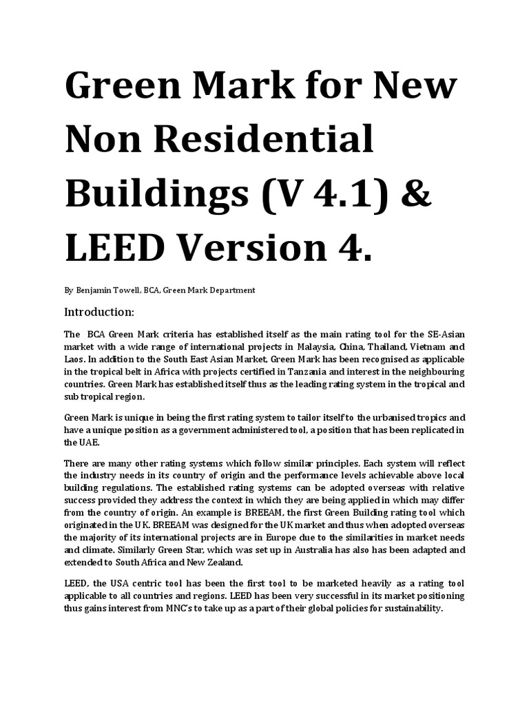 LEED and Green Mark Comparison - 53b366b30fcc5 | PDF | Leadership In ...