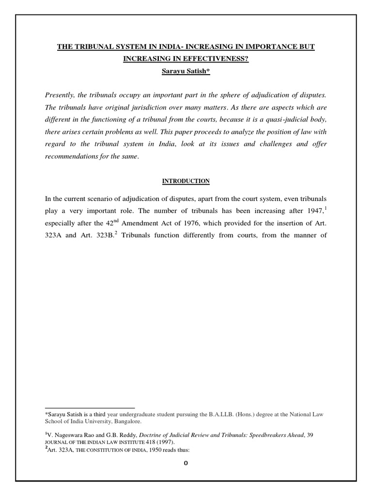 Effectiveness of India's Tribunal System | PDF | Supreme Courts ...
