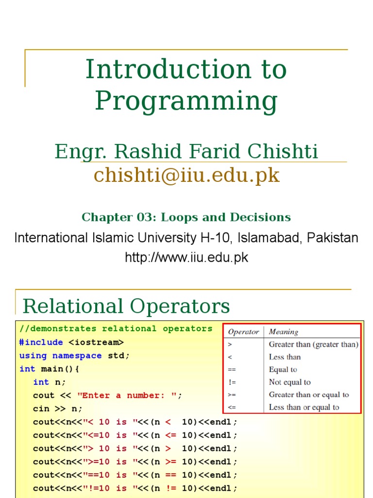 Introduction To Programming: Engr. Rashid Farid Chishti | PDF | Numbers | Computing