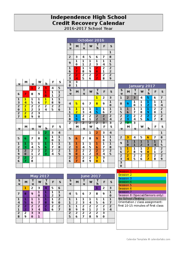 Credit Recovery Calendar 2016-2017 Final2 2 | PDF