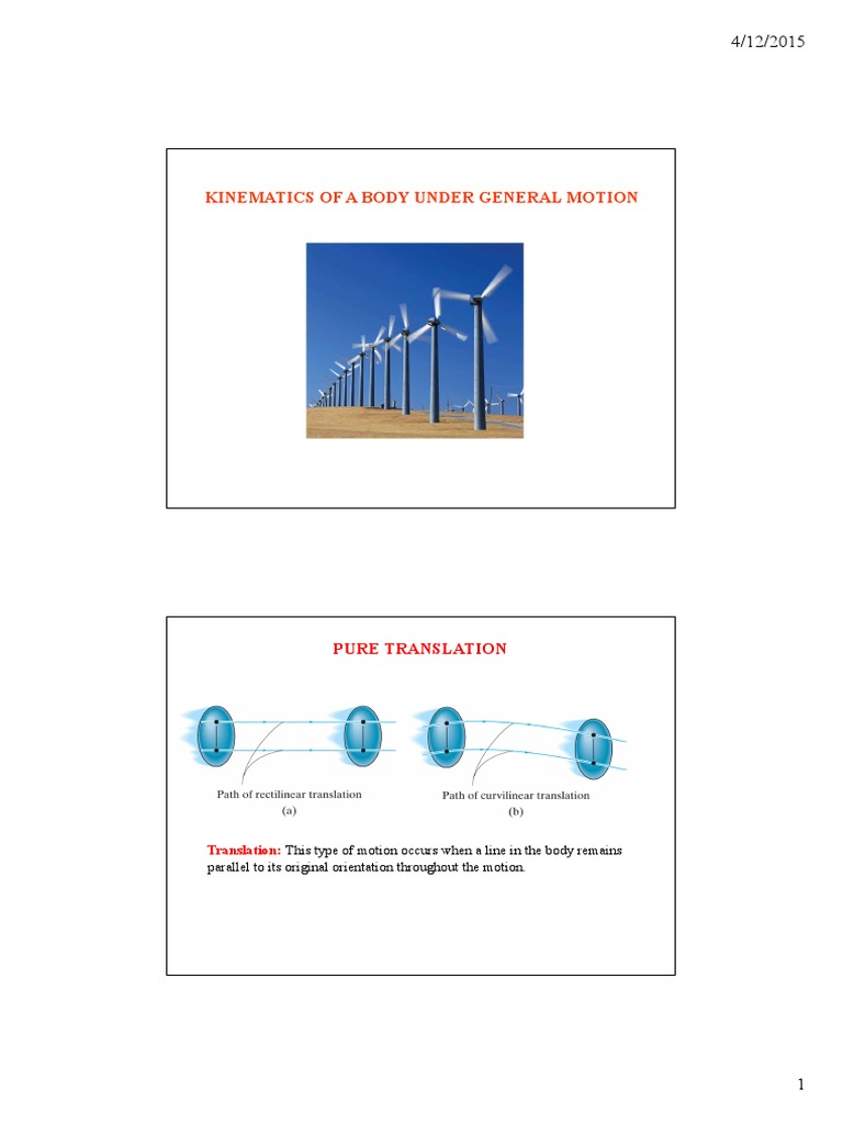 Kinematics of A Body Under General Motion: Pure Translation | PDF ...