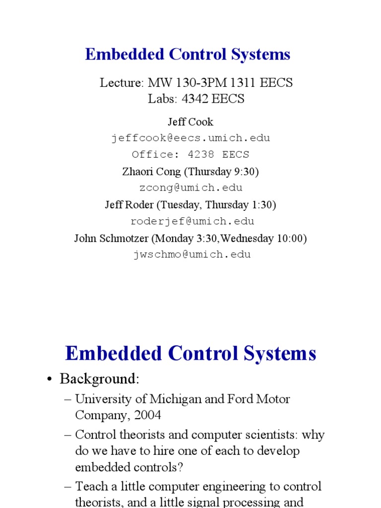 Embedded Control Systems Overview | PDF | Embedded System | Central ...