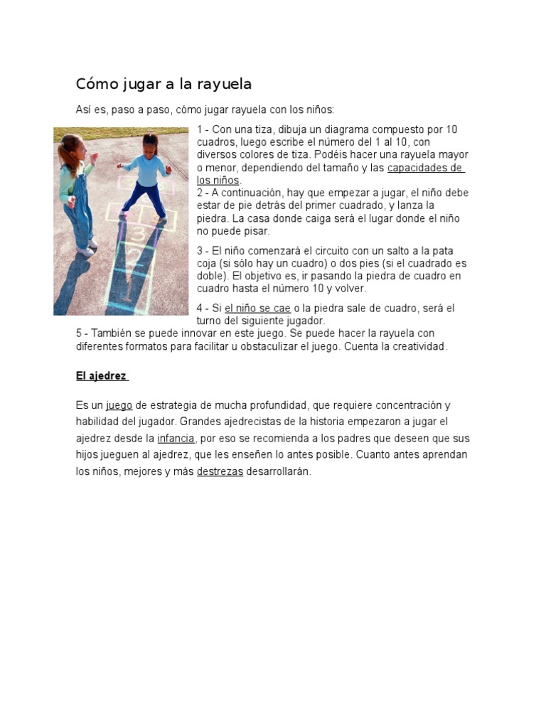 Cómo jugar a la rayuela.docx | PDF | Ajedrez | Creatividad