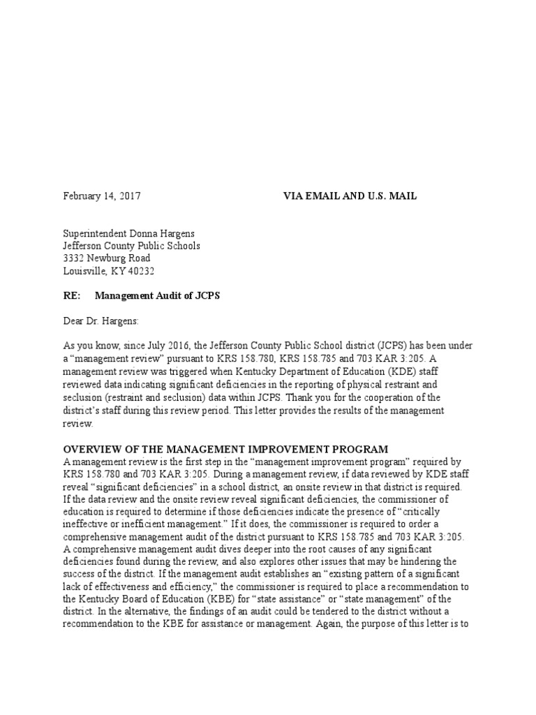 JCPS Management Audit Findings 2017 | PDF | Race And Ethnicity In The ...