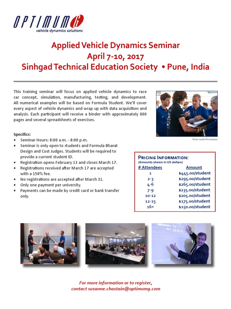 Applied Vehicle Dynamics Seminar: Focusing on Race Car Concept ...