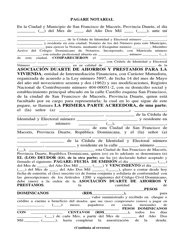 Modelo de Pagare Notarial Simple | Pagos | Póliza de seguros
