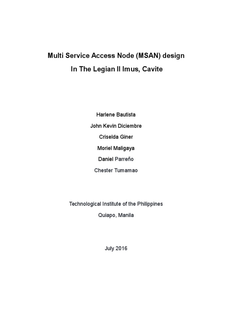 Multi Service Access Node (MSAN) Design in The Legian II Imus, Cavite | PDF
