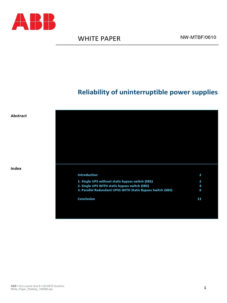 White Paper Power Factor UPS | Download Free PDF | Reliability ...