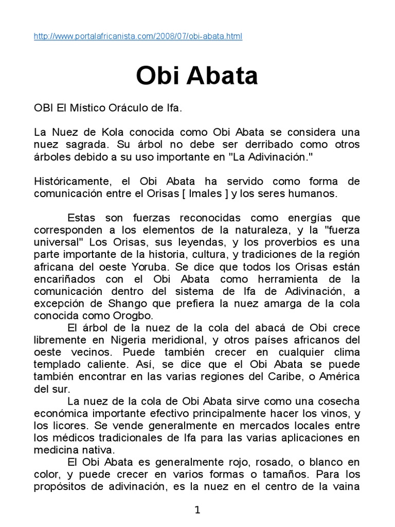 Obi Abata: Oráculo Sagrado de Ifa | PDF | Religión étnica | Religión y ...
