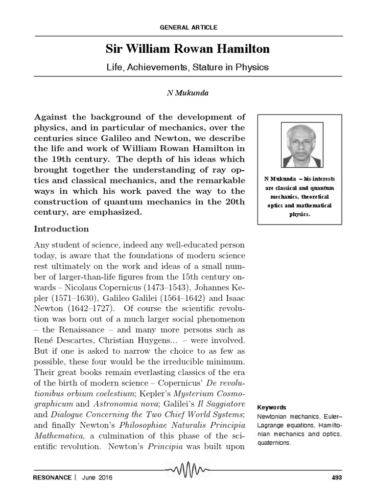 Sir William Rowan Hamilton: Life, Achievements, Stature in Physics ...