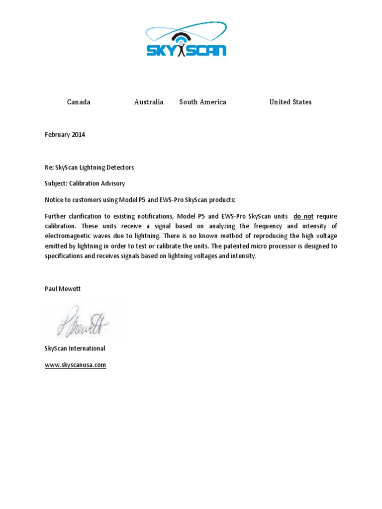 SkyScan P5 & EWS-Pro Calibration Notice | PDF