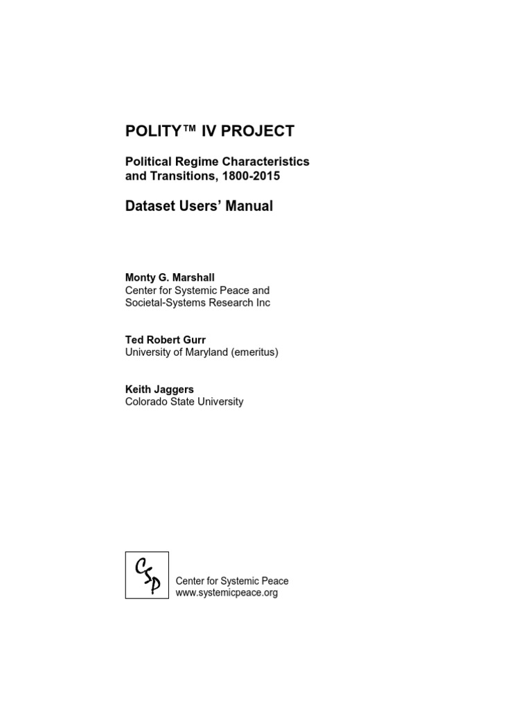 Polity™ Iv Project: Dataset Users' Manual | PDF | Governance | State ...