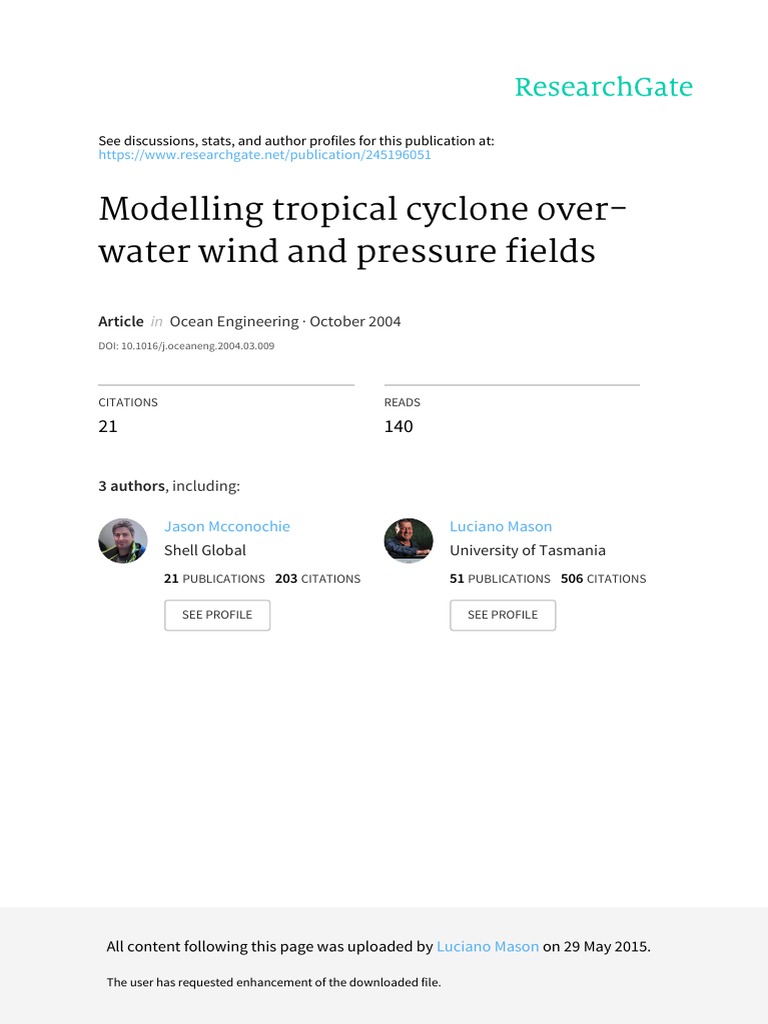 Cyclone Wind Field Modelling Study | PDF | Tropical Cyclones | Wound