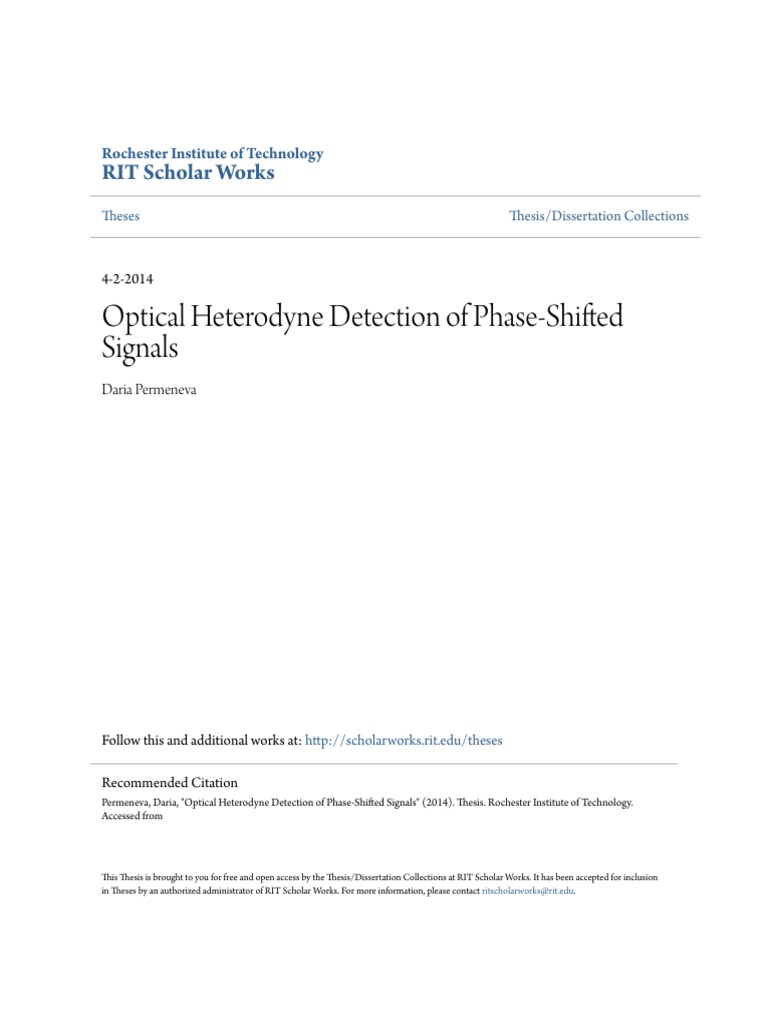 Optical Heterodyne Detection Of Phase Shifted Signals 1 Pdf Thesis Phase Waves
