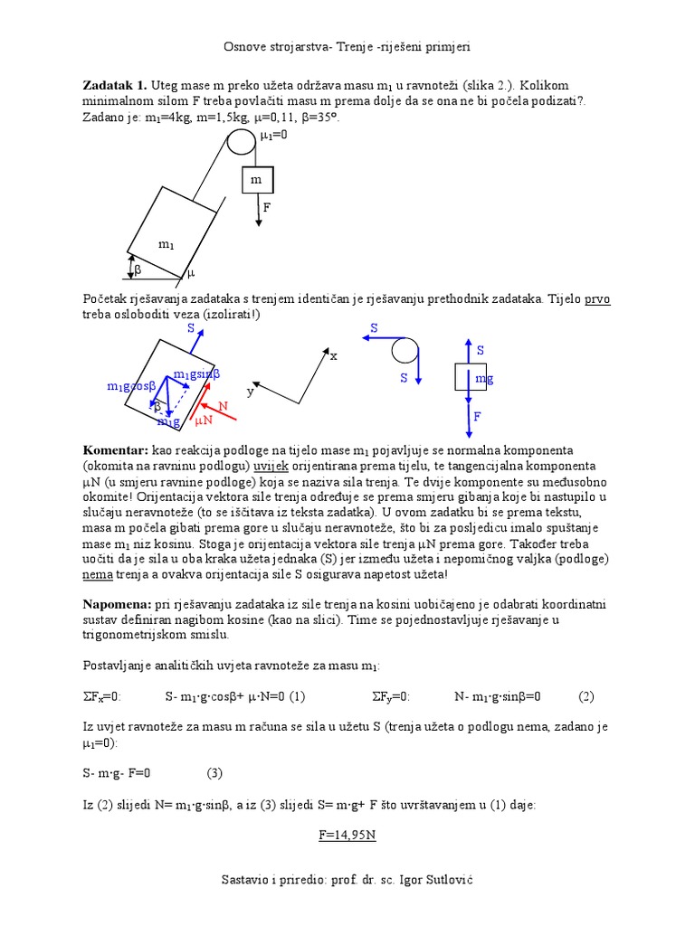 Materijali Za Prvi Kolokvij Iz Osnova Strojarstva Trenje | PDF