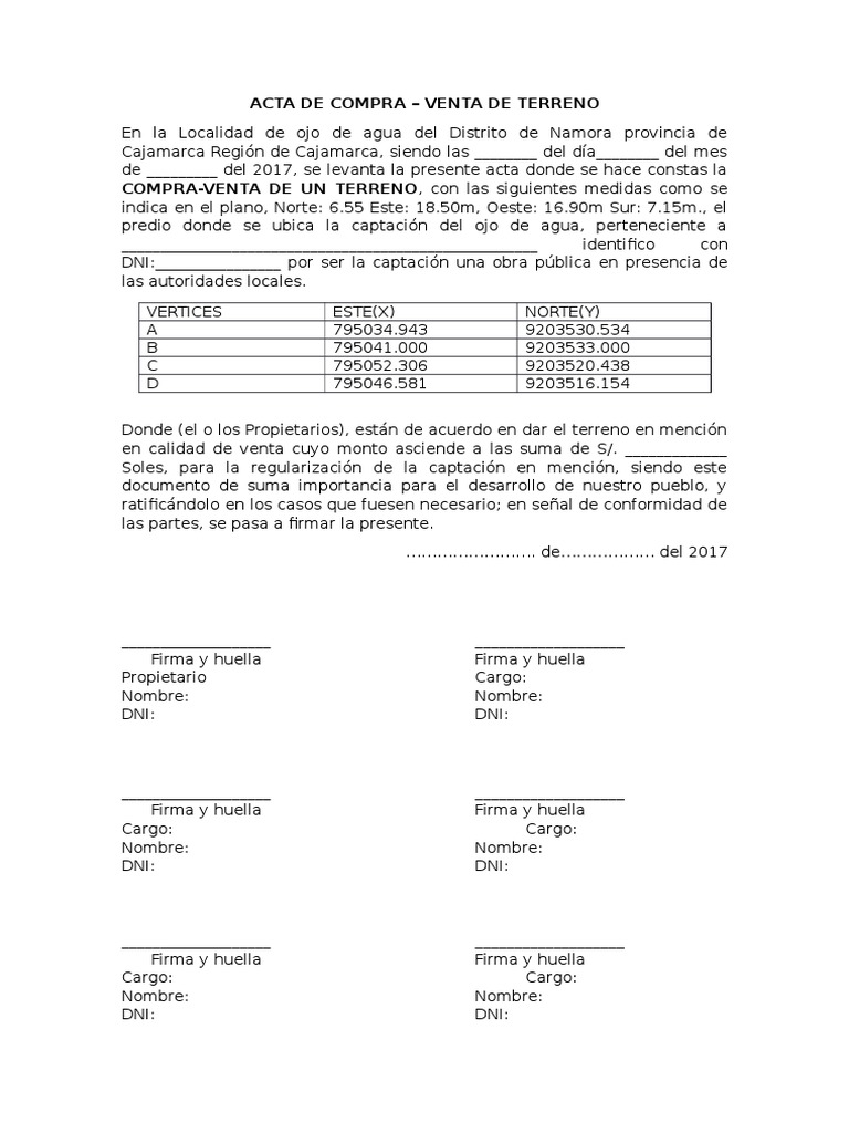 Acta de Compra-Venta | PDF