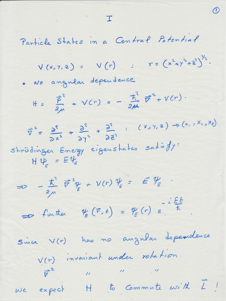 Particle in A Central Potential | PDF