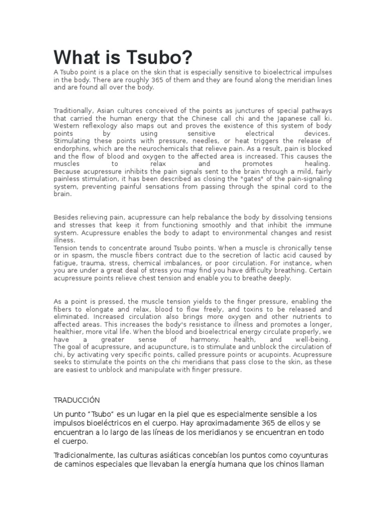 What Is Tsubo | PDF | Medicine | Wellness