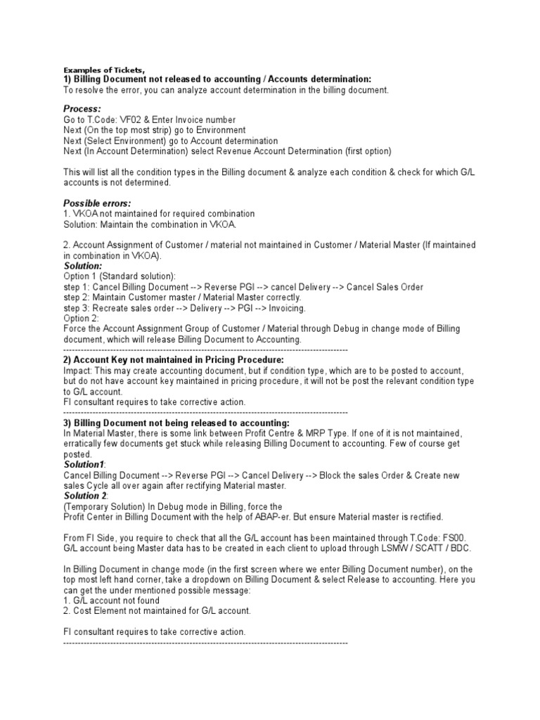 SAP SD Examples of Tickets | PDF | Invoice | Information Technology ...