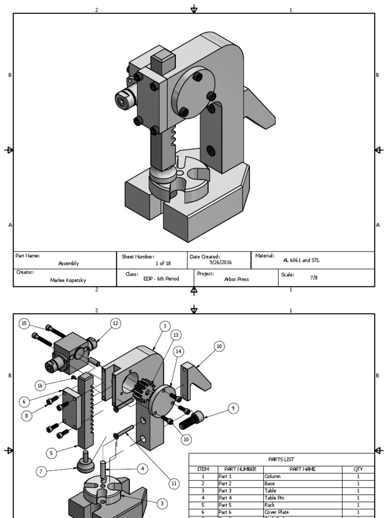 Arbor Press Assembly Drawings | PDF