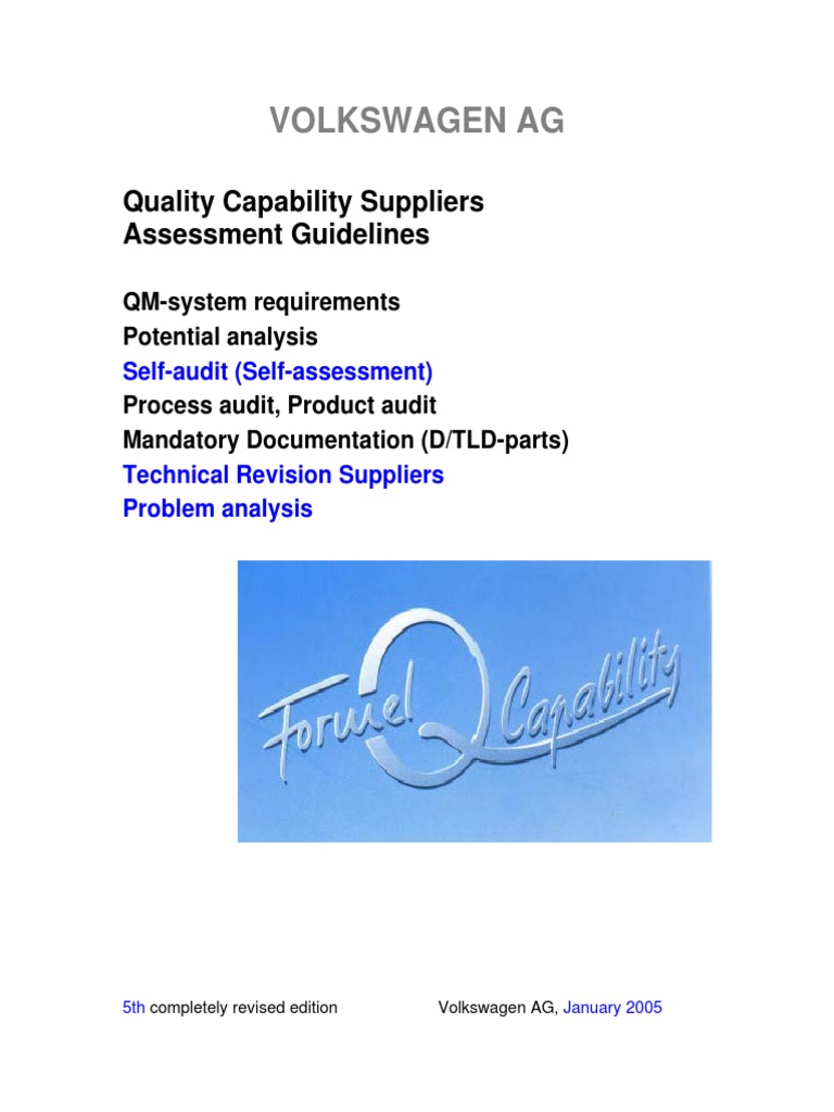 Formel Q Quality Capability Supplier Assessment Guidelines 2005 PDF ...
