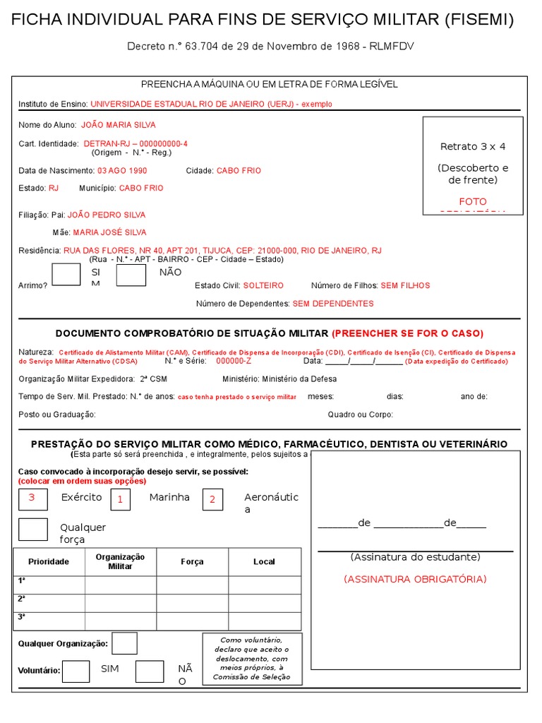 Fisemi - Modelo Preenchido 2017 | PDF | Conscrição | Rio de Janeiro
