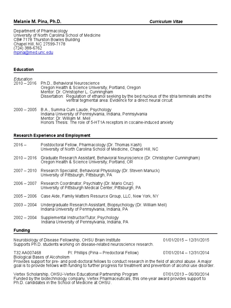 Neuroscience Research CV | PDF | Dopamine | Neuroscience