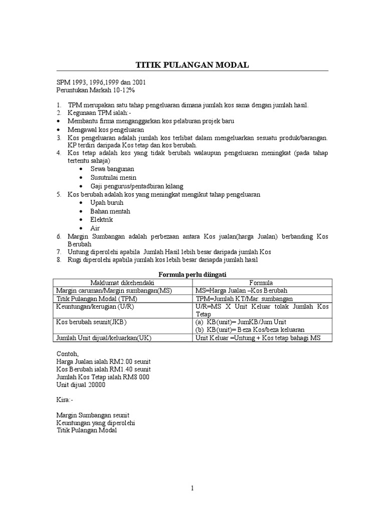 Modul Titik Pulang Modal | PDF